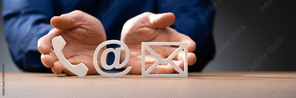 Contact Us Panoramic Banner Background Stock Photo | Adobe Stock