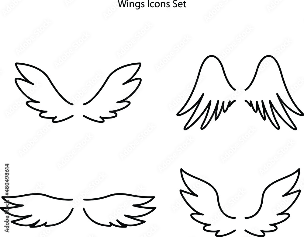 wings icons set isolated on white background. wings icon thin line ...