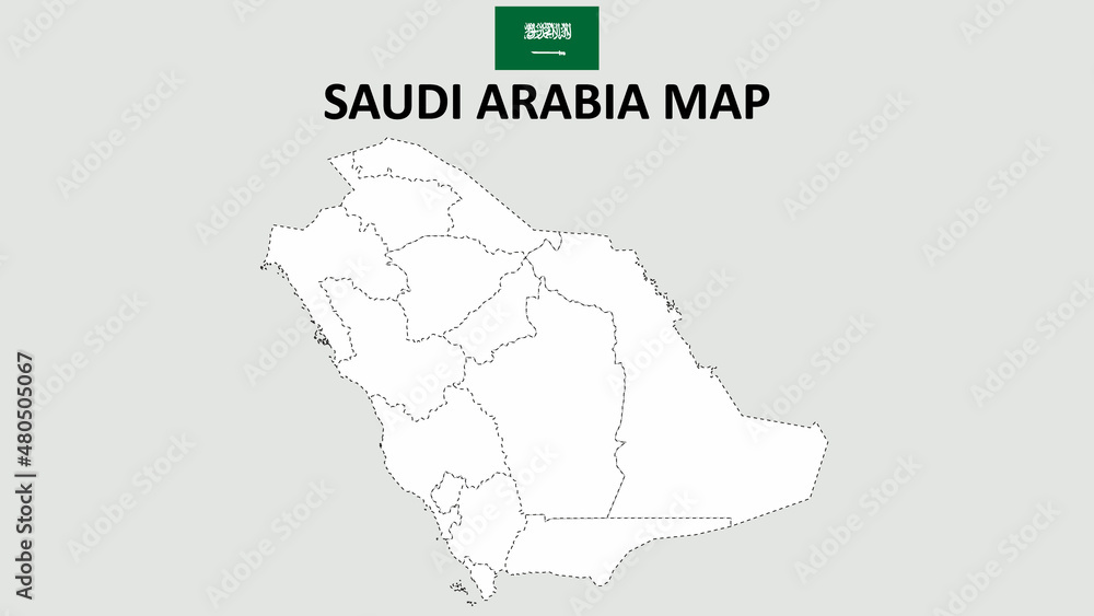 Saudi Arabia Map. Saudi Arabia Map with white background and line map ...