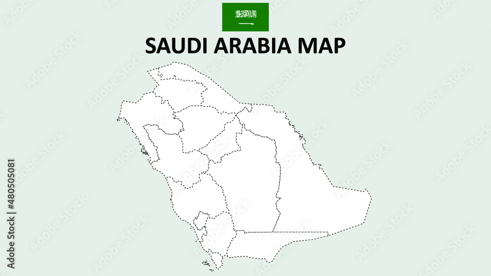 Saudi Arabia Map. Saudi Arabia Map with white background and line map ...