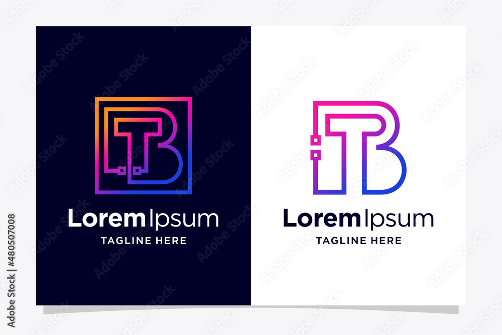 letter TB logo with technology concept Stock Vector | Adobe Stock