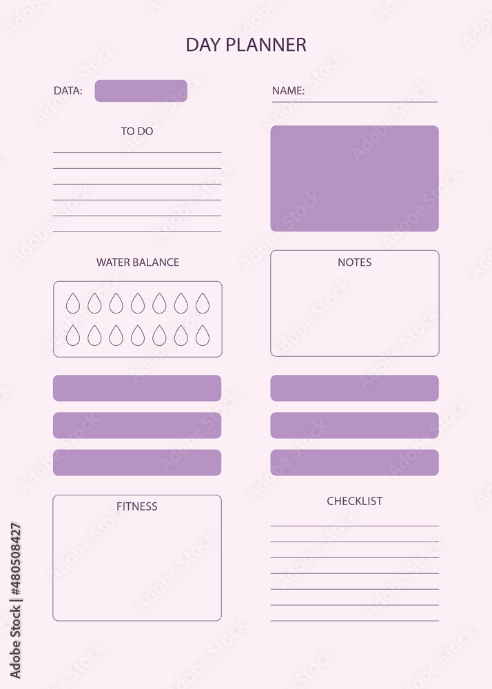Note paper, scheduler, diary, planner document template illustration ...