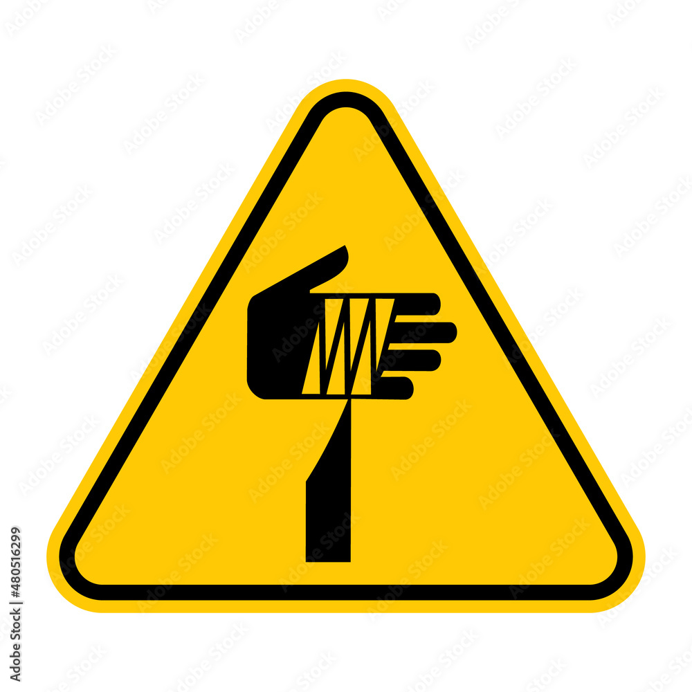 Sharp Element Warning Sign Vector Illustration Of Yellow Triangle Sign With Bandaged Hand Above