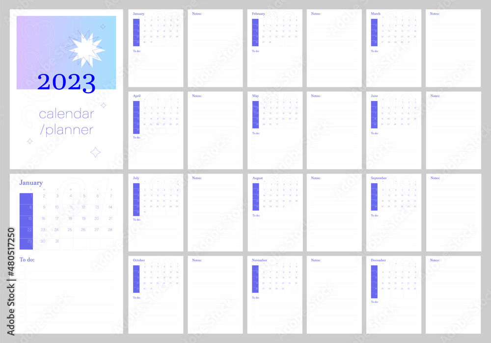2023 Calendar Planner Daily Weekly Monthly Planner Template 