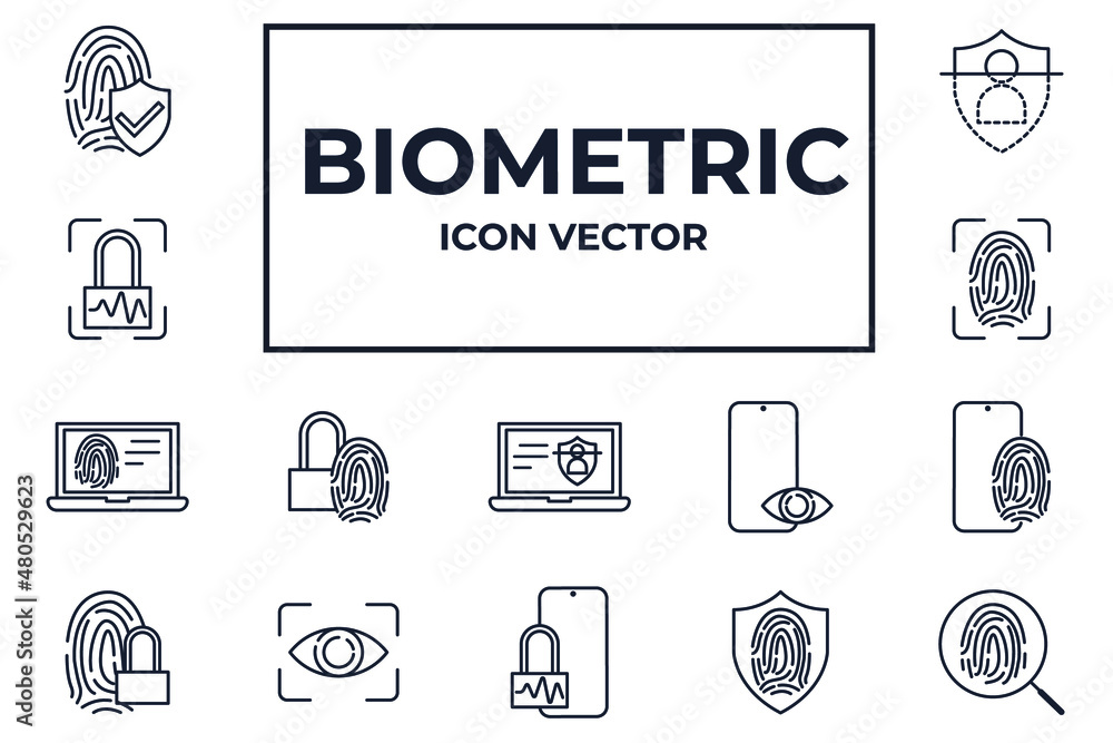 Set of Biometric icon. Biometric pack symbol template for graphic and ...