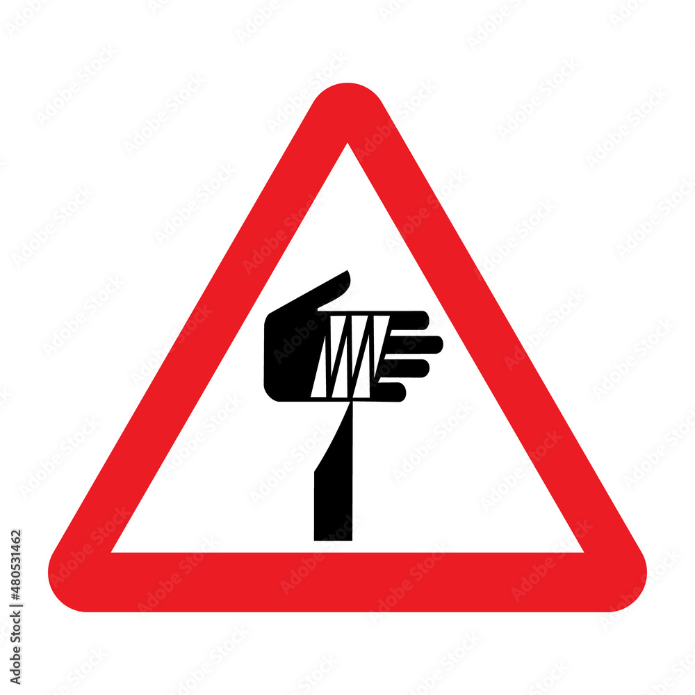 Sharp element warning sign. Vector illustration of red triangle sign ...