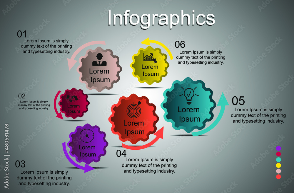 Business data visualization, infographics. Scheme of process elements ...