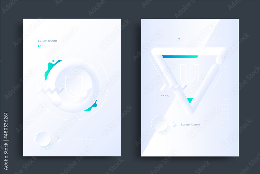 Minimal Corporate posters in neumorphism design. Vector neumorphic ...