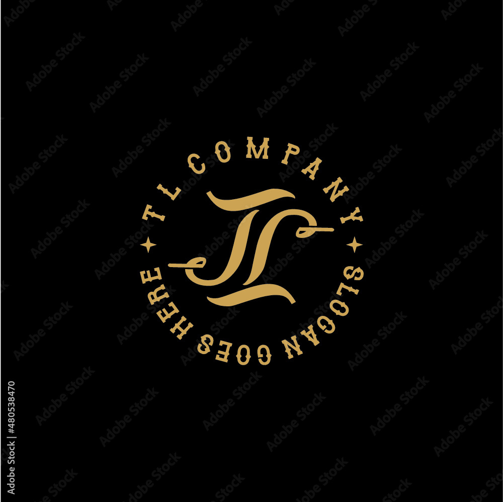 TL Initial Gold handwriting logo vector image Stock Vector | Adobe Stock