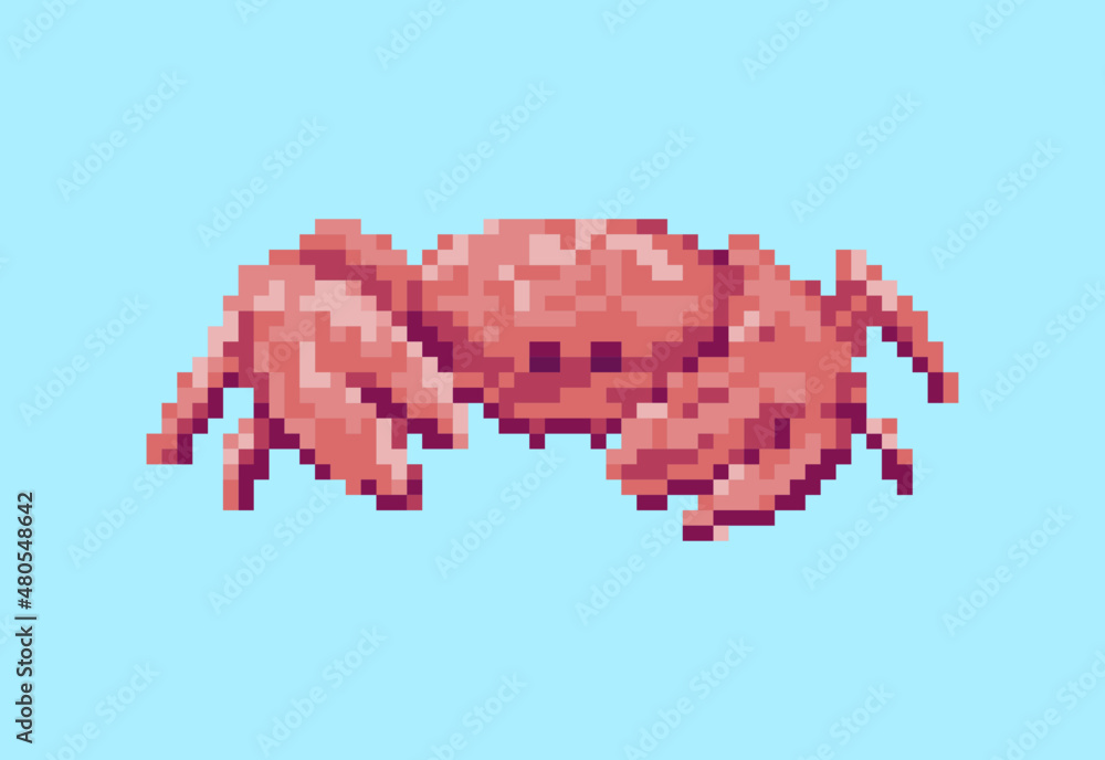 Illustration of a crab in pixel art style Stock Vector | Adobe Stock