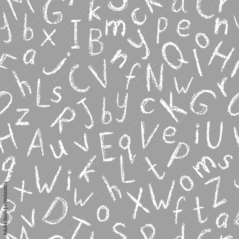 Crayon alphabet pattern. Children drawing style color letters ...