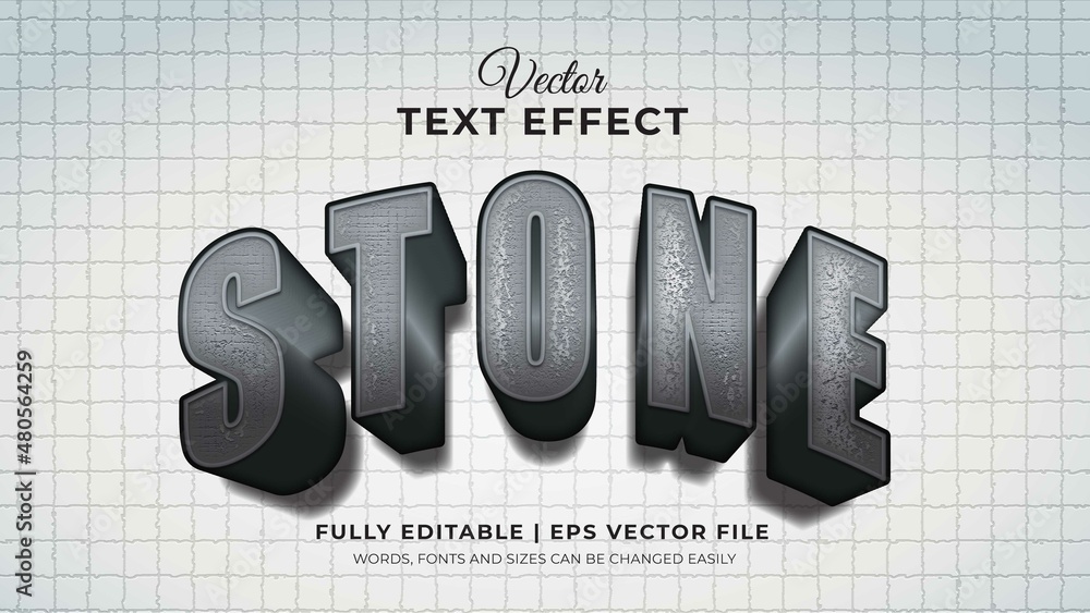 Editable 3d stone text effect in rough concrete gray theme Stock Vector ...