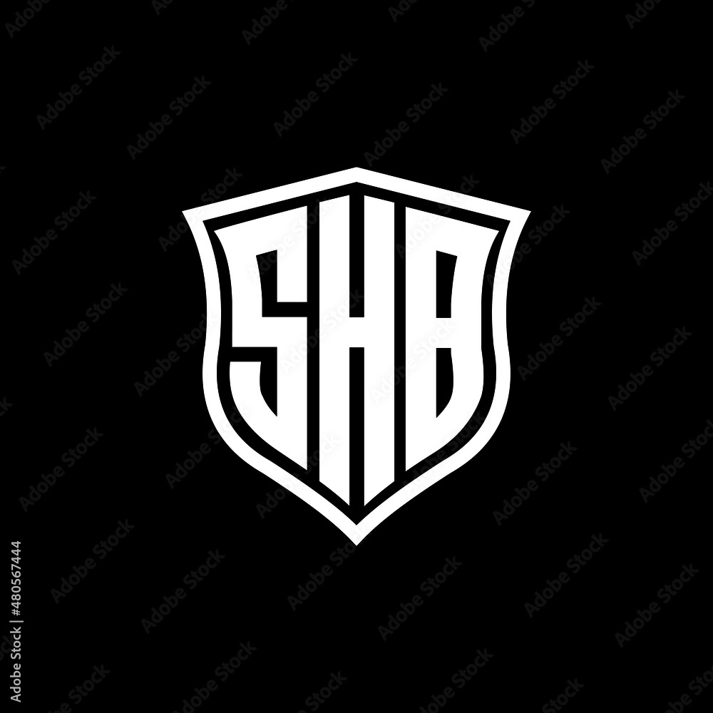 SHB letter logo design with black background in illustrator, vector ...