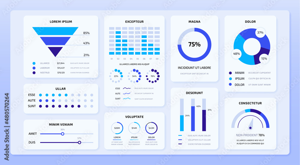 Dashboard graph chart. Financial analytics admin panel with graphic and ...