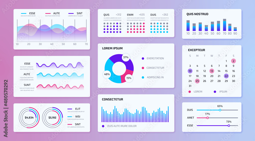 Dashboard diagram. Modern admin panel kit with graphs charts and ...