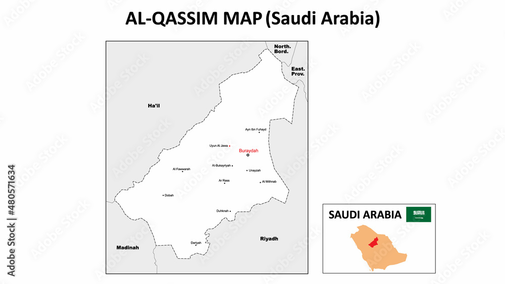 Fototapeta: Al-Qassim map. Political map of Al-Qassim. Al-Qassim Map of ...