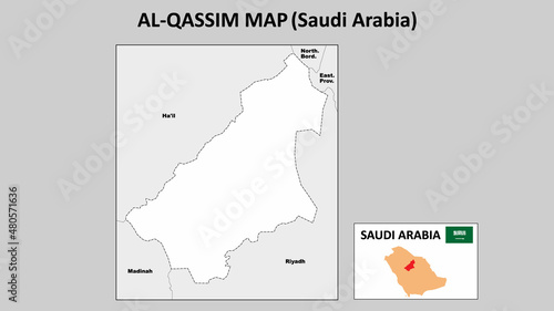 Fototapeta: Al-Qassim Map. Political map of Al-Qassim. Al-Qassim Map of ...