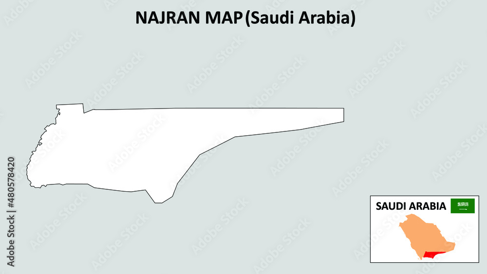 Najran Map. Najran Map Saudi Arabia with white background and line map ...
