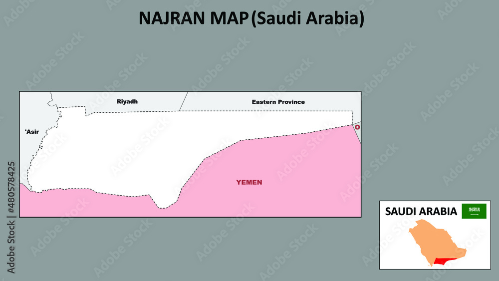 Najran Map. Political map of Najran. Najran Map of Saudi Arabia with ...