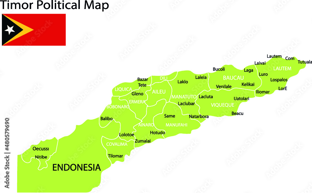 Timor Political map Stock Vector | Adobe Stock
