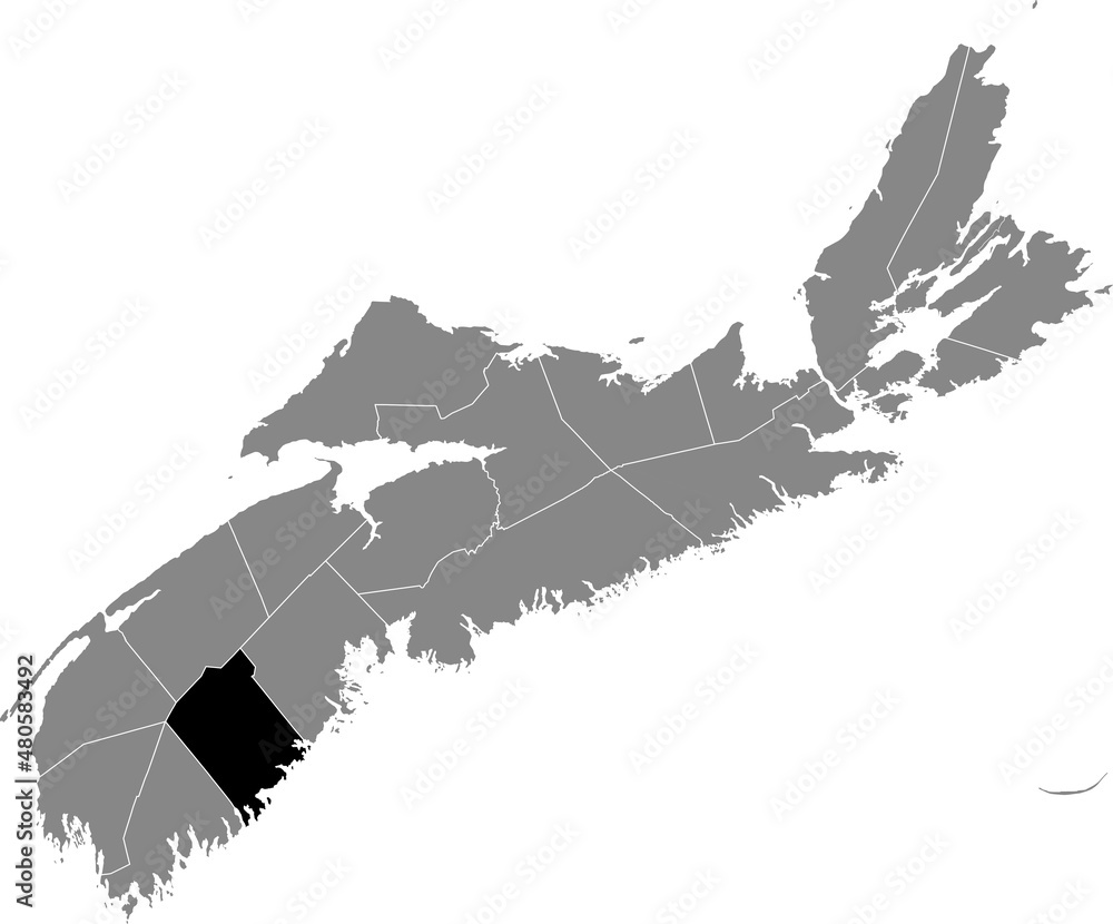 Black flat blank highlighted location map of the QUEENS COUNTY inside ...