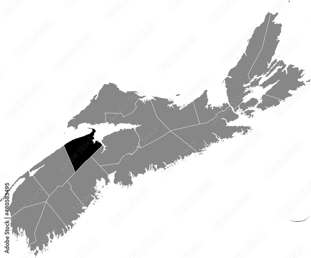 Black flat blank highlighted location map of the KINGS COUNTY inside ...