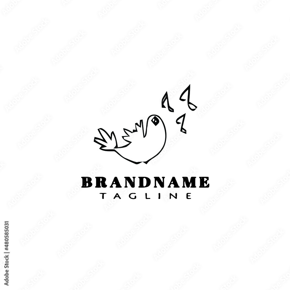 bird singing logo cartoon icon design template black isolated vector ...