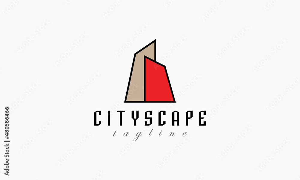 Unusual cityscape logo design template. Design for building ...
