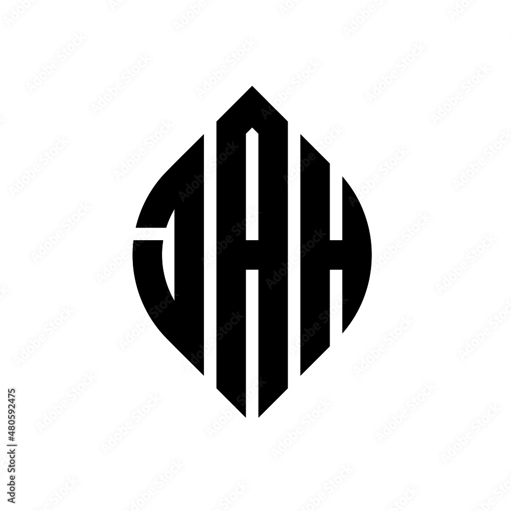 JAH circle letter logo design with circle and ellipse shape. JAH ...
