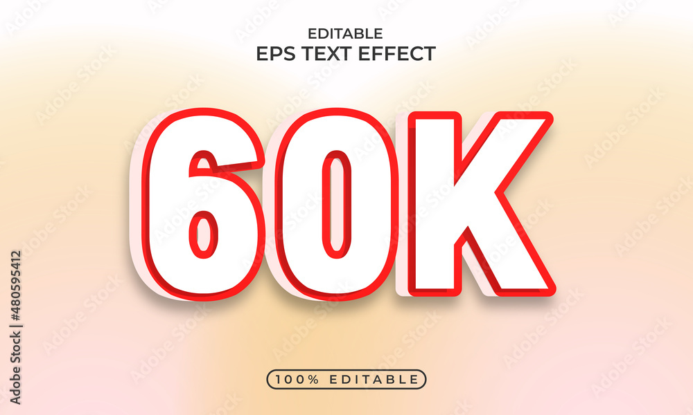 60k 3d text effect best design,60k social media followers and ...