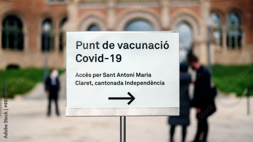 Vaccination point sign in Barcelona, Spain Stock Photo | Adobe Stock