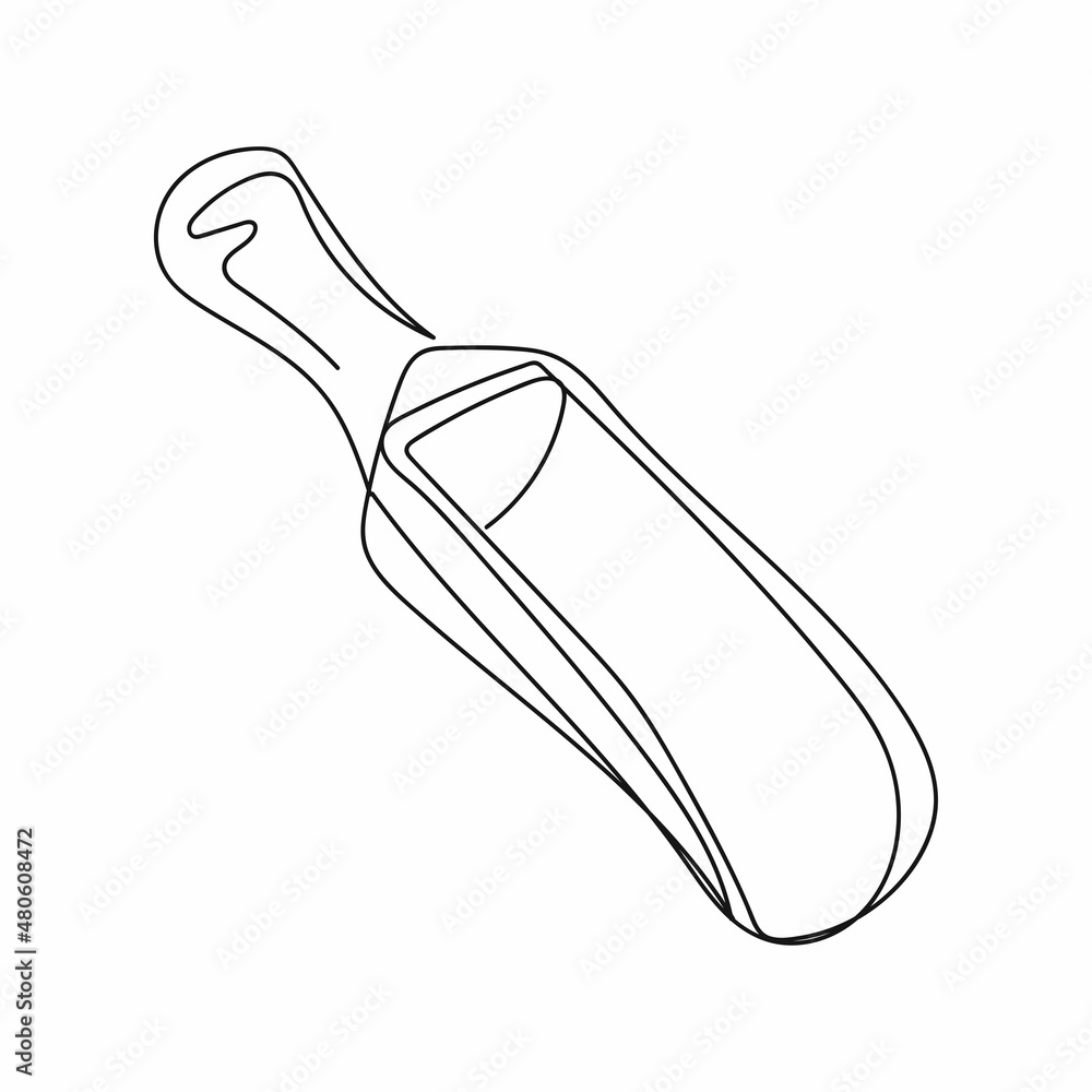 Continuous one simple single abstract line drawing of scoop icon in ...