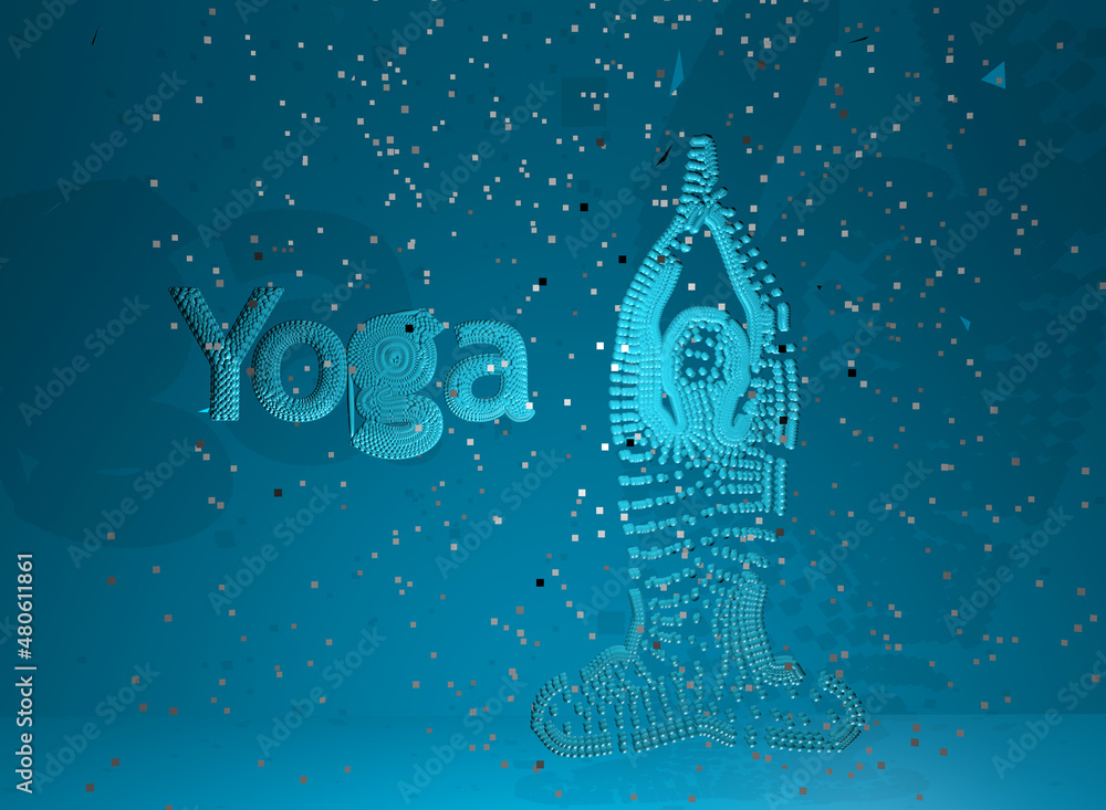 yoga position facing forward, deep blue background Stock Illustration ...