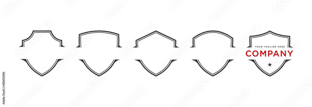 Various shape of shield protection for logo design, set of shields ...