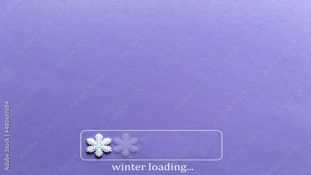 Loading bar with white snowflakes on Veri Pery background with the word ...