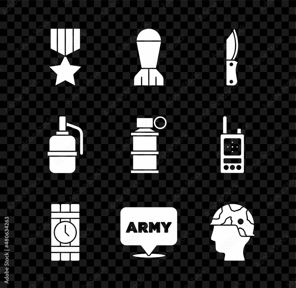 Set Military reward medal, Aviation bomb, knife, Dynamite and timer ...