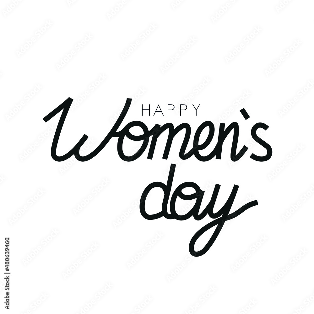 Hand-drawn inscription for Women's Day. Black text is highlighted in ...