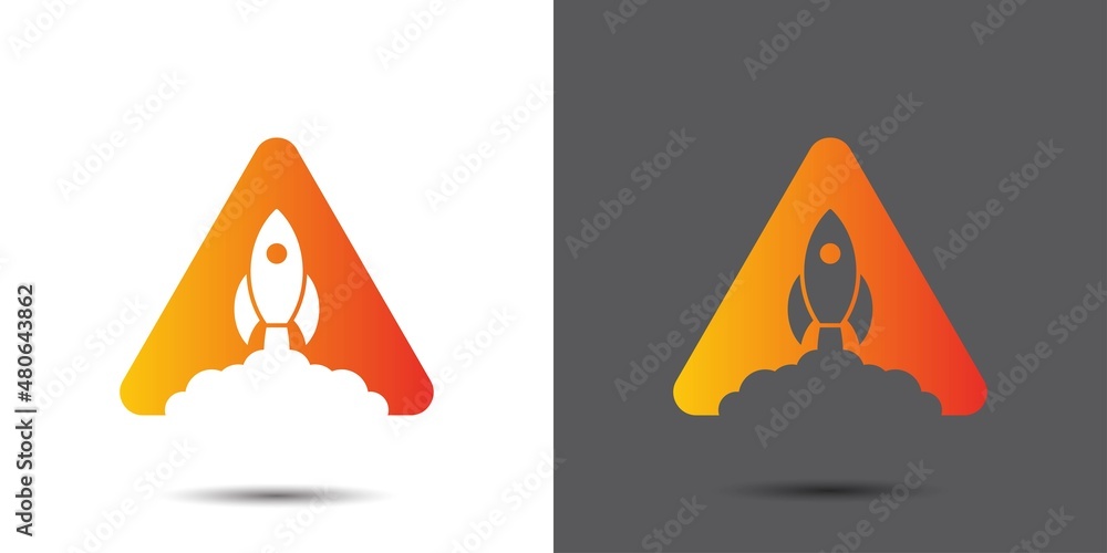 Rocket logo, launch logo, start-up logo, boost logo template in a ...