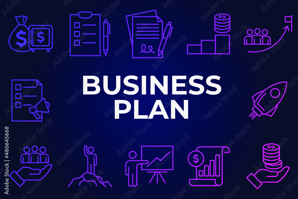 Set of Business Plan icon. Business Management pack symbol template for ...