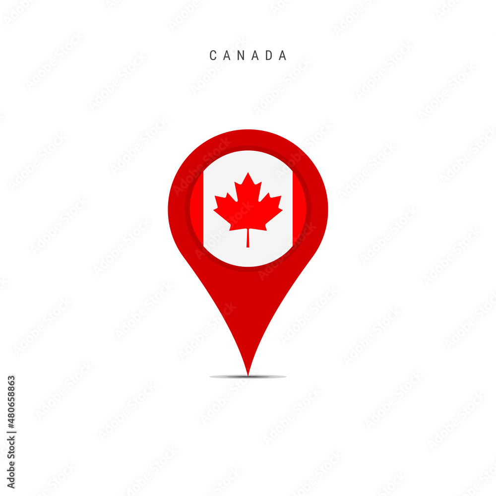 Teardrop map marker with flag of Canada. Canadian flag inserted in the ...