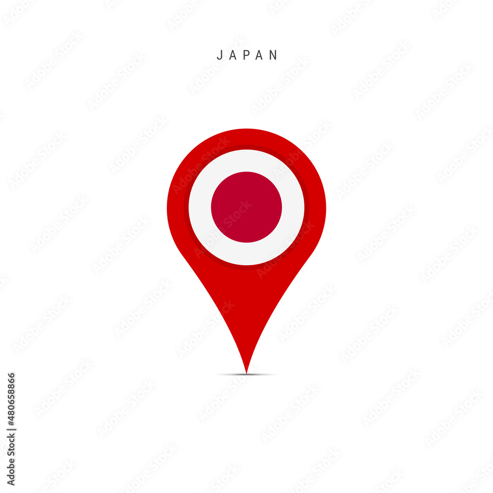 Teardrop map marker with flag of Japan. Japanese flag inserted in the ...