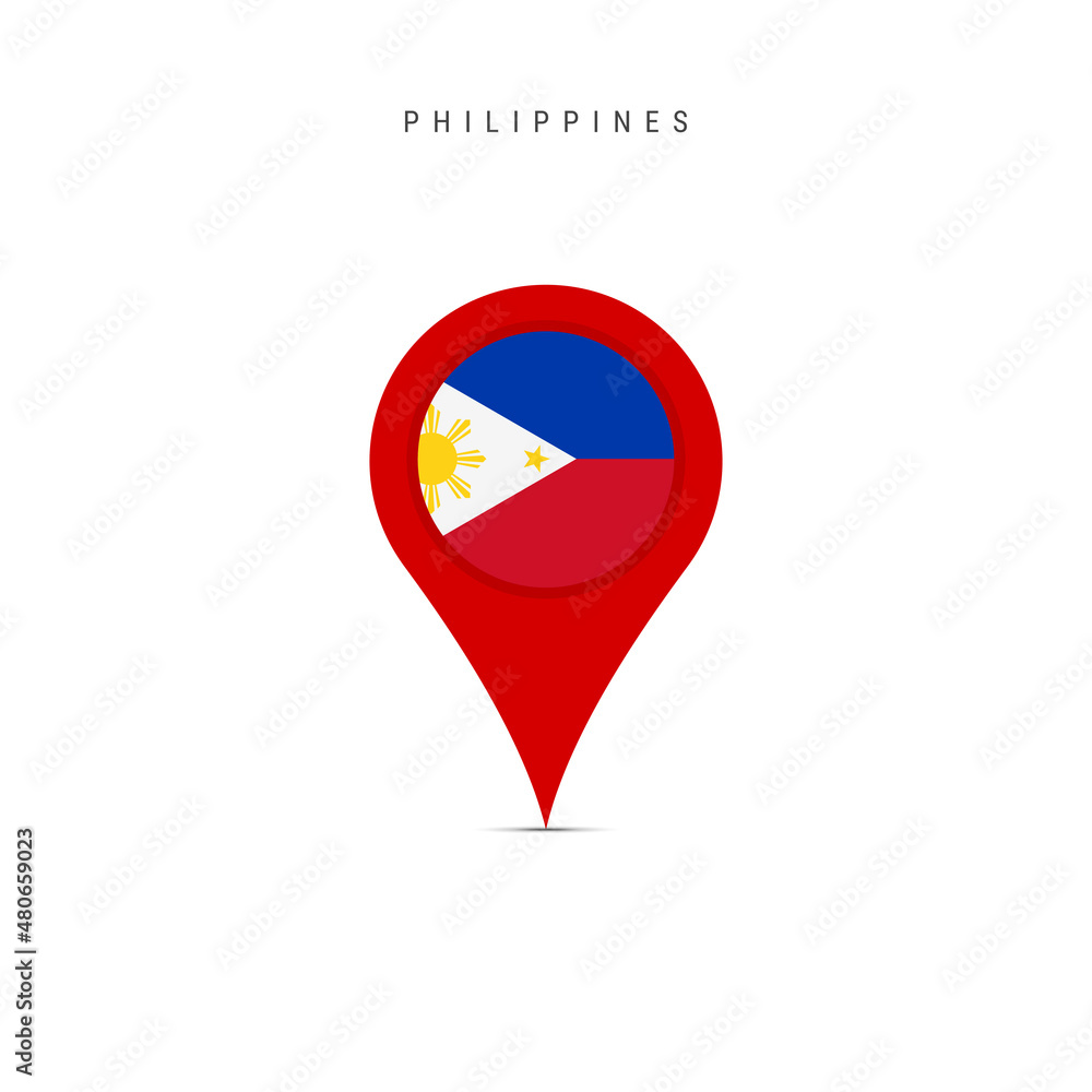 Teardrop map marker with flag of Philippines. Philippine flag inserted ...