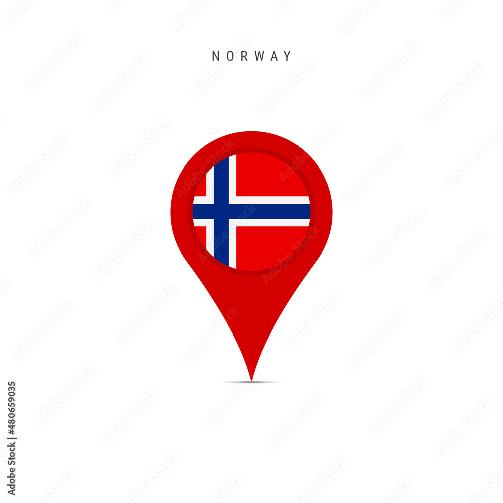 Teardrop map marker with flag of Norway. Norwegian flag inserted in the ...