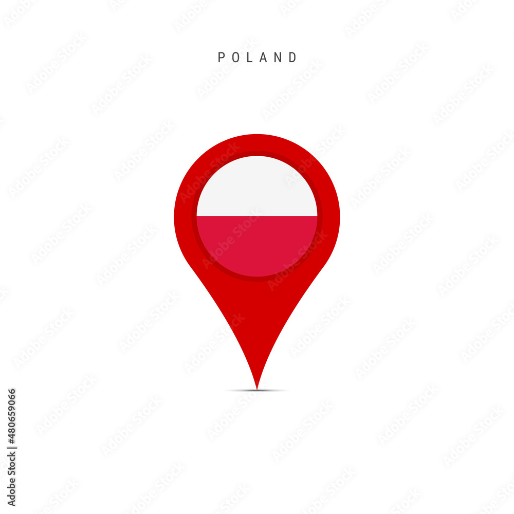 Teardrop map marker with flag of Poland. Polish flag inserted in the ...