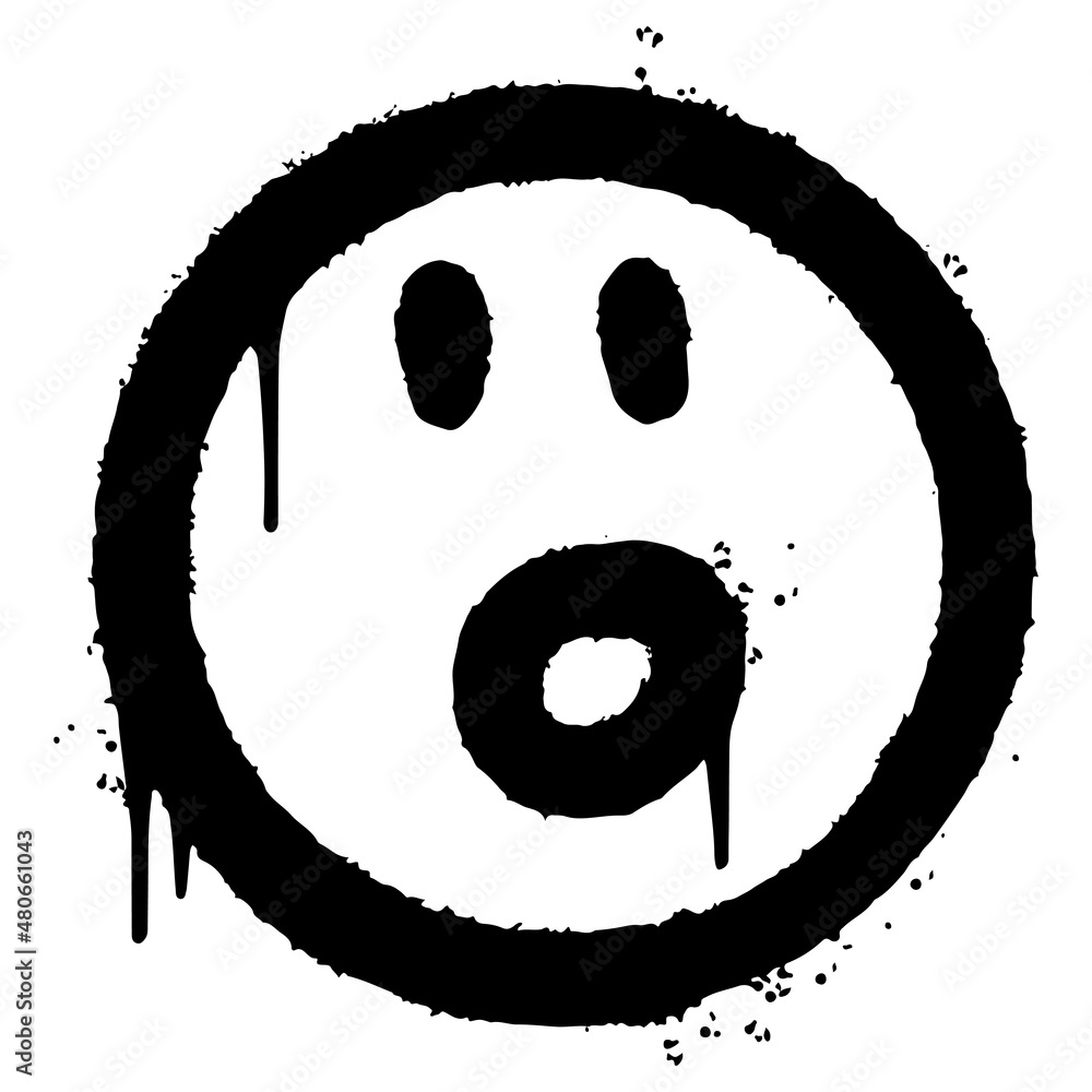 graffiti shocked face emoticon sprayed isolated on white background ...