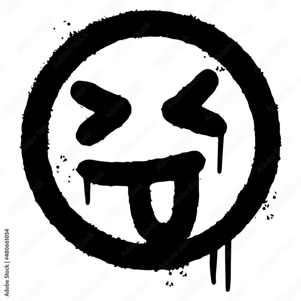 graffiti scary sick face emoticon sprayed isolated on white background ...