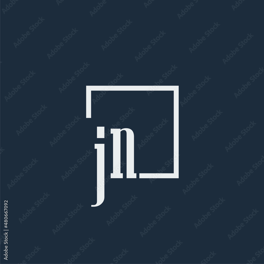 JN initial monogram logo with rectangle style dsign Stock Vector ...
