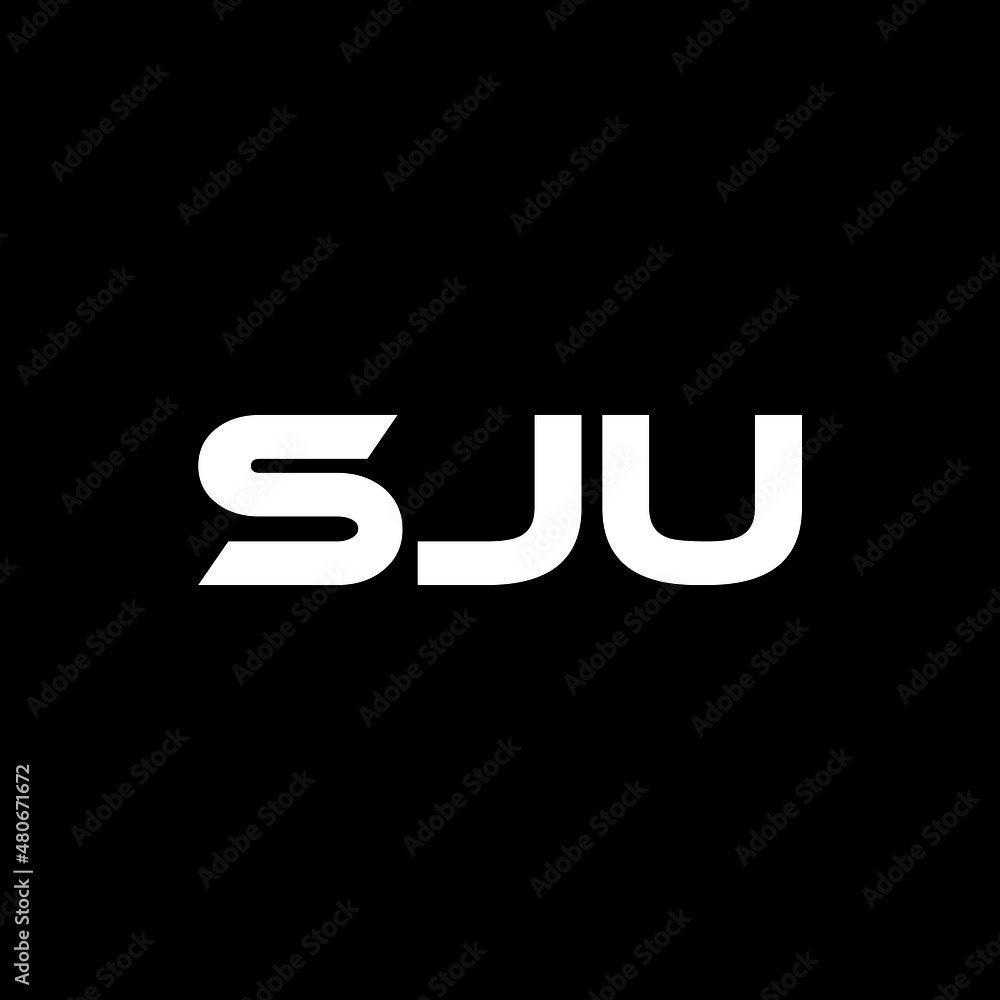 SJU letter logo design with black background in illustrator, vector ...
