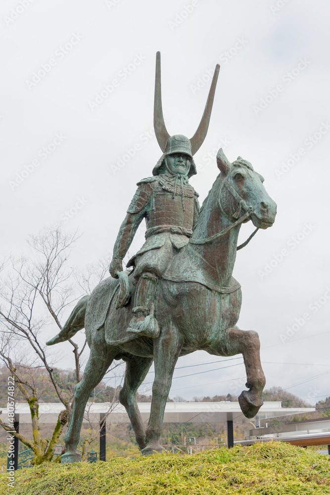 Shiga, Japan - Mar 29 2020 - Ii Naomasa Statue at Hikone Station in ...