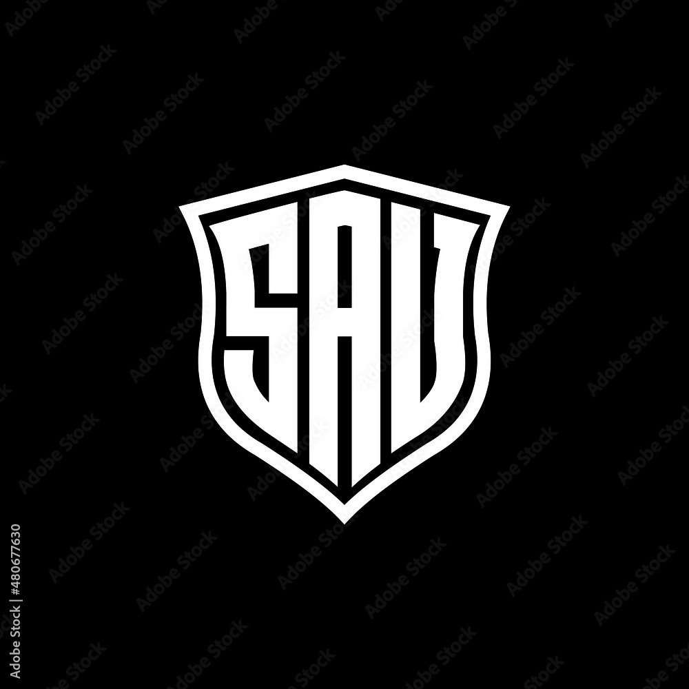 SAU letter logo design with black background in illustrator, vector ...